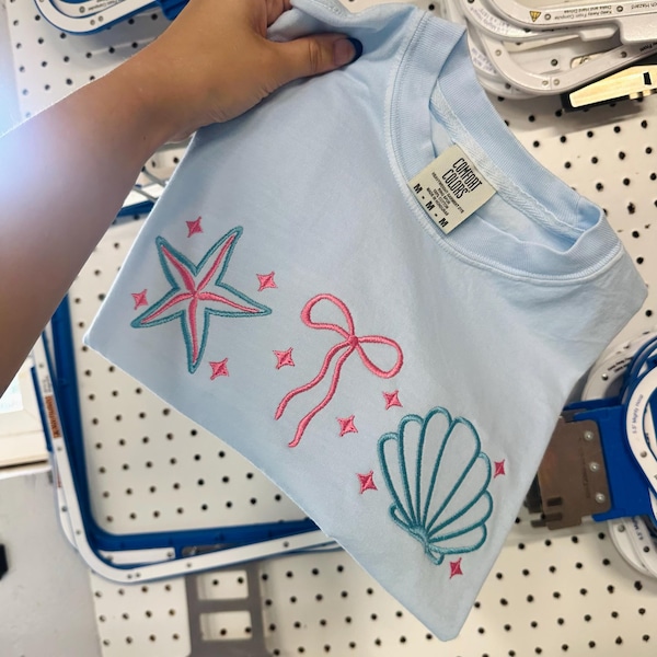 Coquette Sea Creatures Embroidery Design: Starfish, Shell, Bow (instant ...