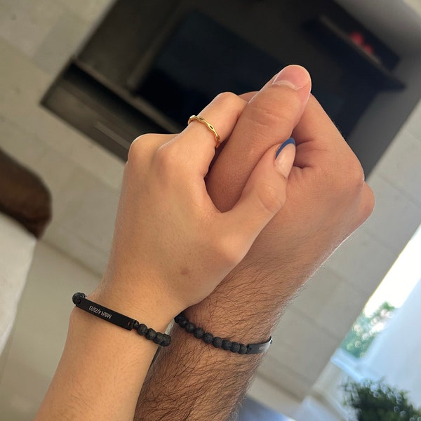 Matching Couple Bracelets SET of 2 - Personalized Bracelets for Couples ...