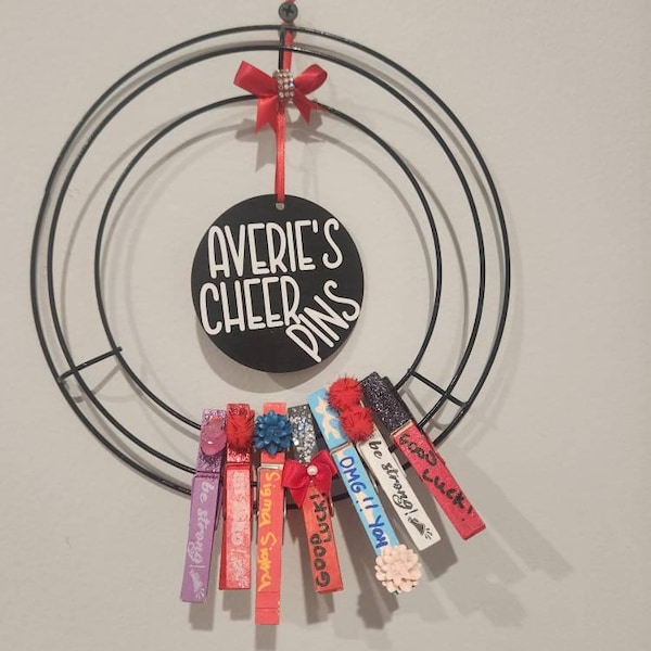 Extra Large Metal Wall Hanging Cheer Pin Holder - XL 18" Circle - Cheerleader - Cheer Comp ...