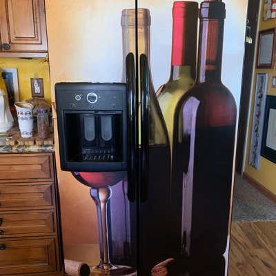 Magnetic Brushed Stainless Steel Refrigerator Skin Wraps Change Fridge ...