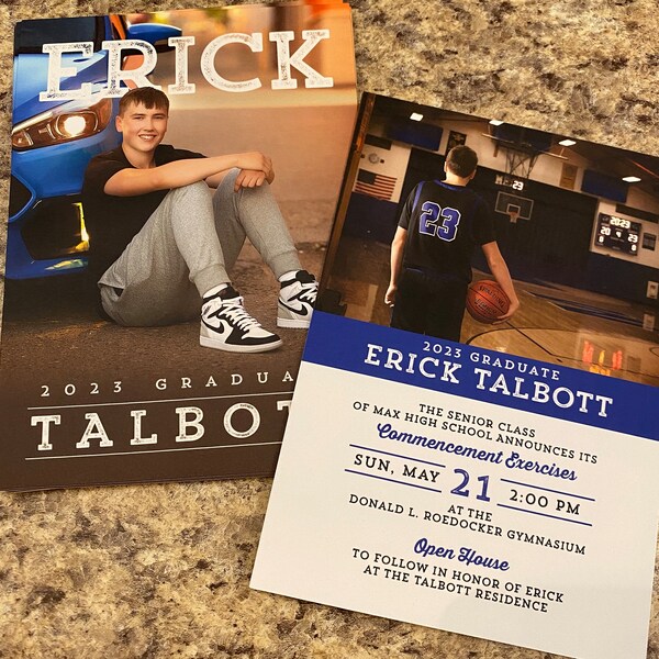 Guy Graduation Party Invitation Semi-custom Photo Grad Invite Name ...