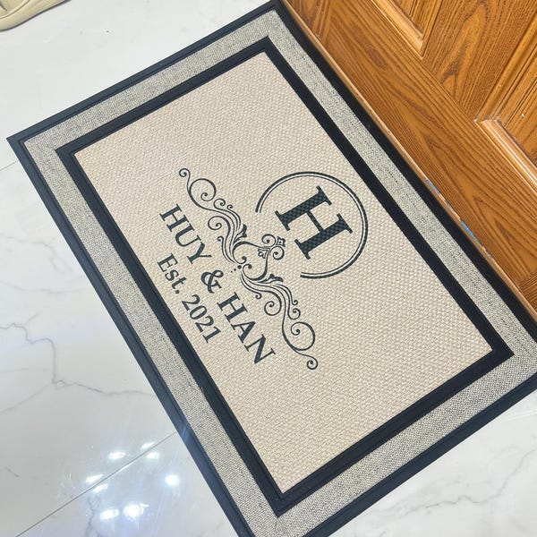 Monogram Custom Family Last Name Doormat Welcome Mat - Personalized ...