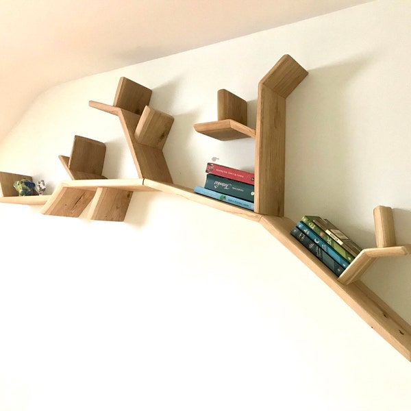 Solid Oak, Tree Shelf, Tree Bookcase, Farmhouse Shelf, Bookshelf, Oak ...