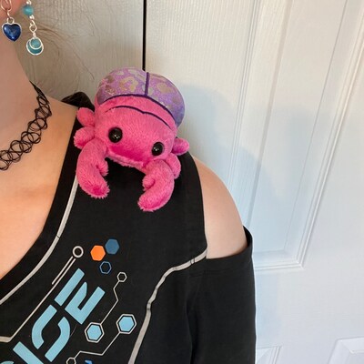 MINI PLUSH Squeaky Shiny Stag Beetle Plush Magnetic Adorable Cute Tiny ...