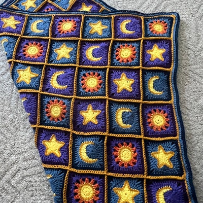 Sun, Moon and Star Granny Square Crochet PDF PATTERN Pack english - Etsy