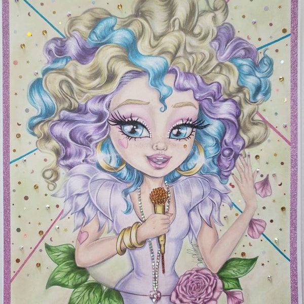 Superstar Premium Coloring Page Grayscale Illustration for Grown Ups ...