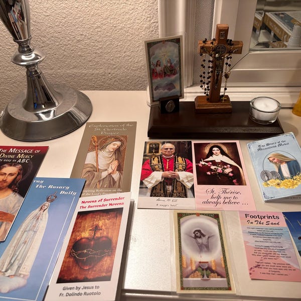 Catholic Wooden Tabletop Altar: Portable Home Sanctuary With Rosary and ...