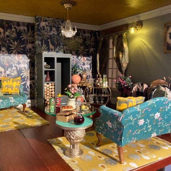 Dolls House Modern Square Log Fire Place With Light up Flame and Wood ...