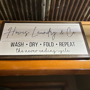 Personalized Laundry Room Sign, Farmhouse Laundry and Co, Wood Framed ...