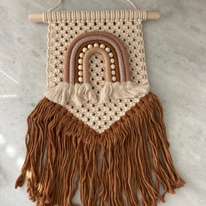 Vintage Blue Mini Rainbow Individual Macrame Rainbow Wood Bead Boho ...