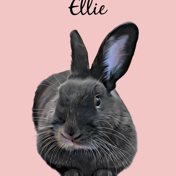 Custom Rabbit Portrait From Photo Rabbit Painting Pet Rabbit Lover Gift ...