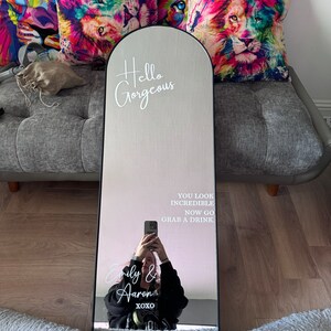 Hello Gorgeous Wedding Mirror Sticker Personalised Names, Selfie Mirror ...