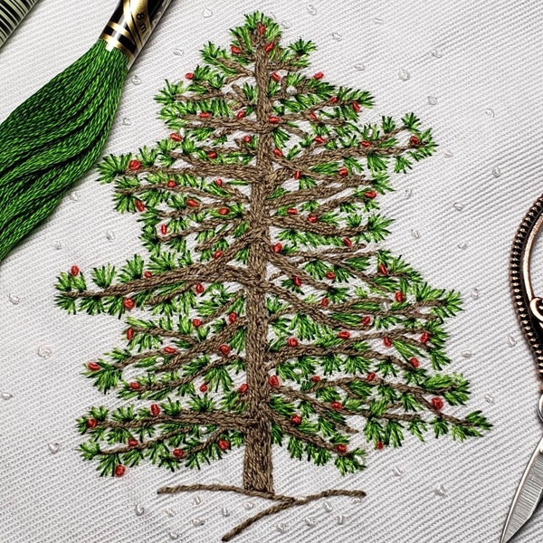 Christmas Tree Hand Embroidery Kit - Winter Christmas Embroidery ...