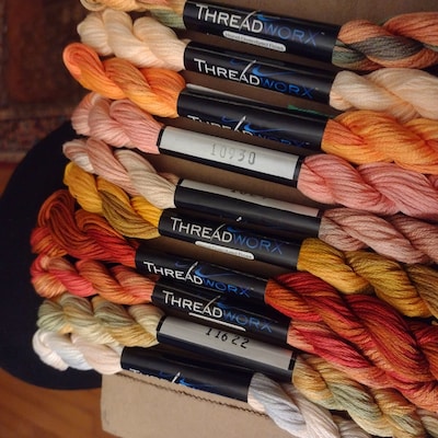 Threadworx Golden Rust Collection 10 Colors Variegated Embroidery Floss ...
