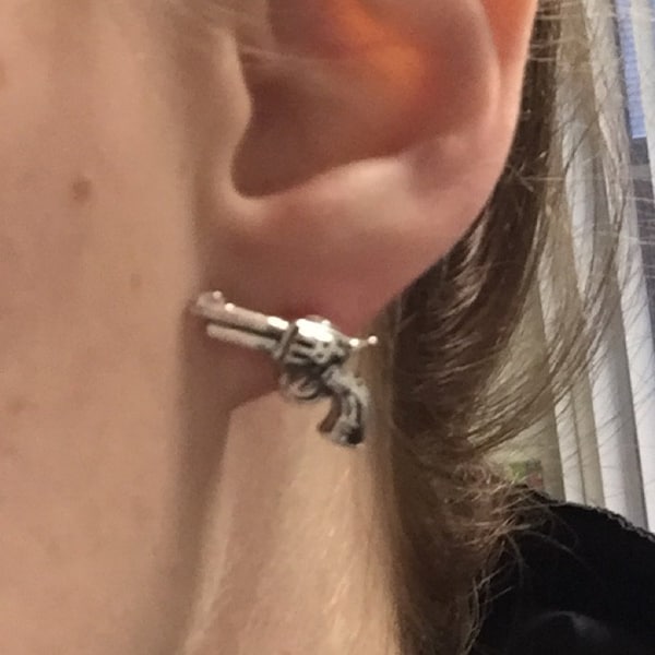 Gun Studs -- Revolver Pistol Earrings, Gun Earrings - Etsy