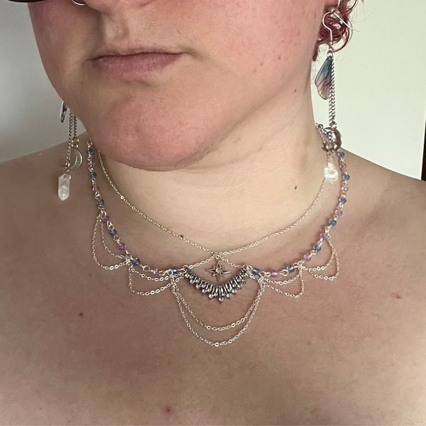 Handmade Dainty Delicate Ethereal Fairy Elegant Silver Blue & Pearl ...