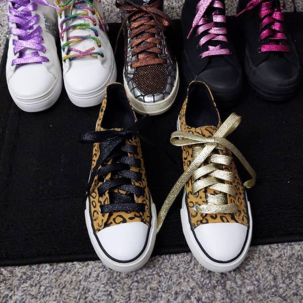 Glitter Lace With Metal Ends, Metallic Shoe Strings - Multicolor - Etsy