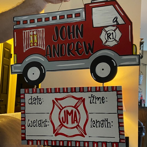 Firefighter Fire Truck Door Hanger Sign - Etsy