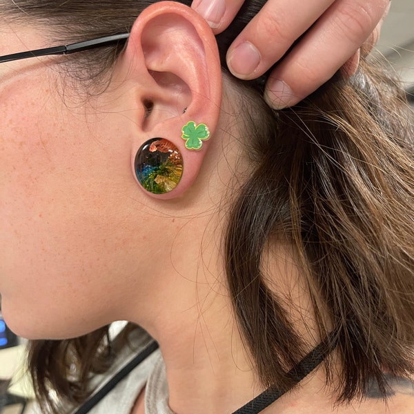 Shamrock Earrings: Green Clover, St. Patrick's Day, Titanium Post - Etsy