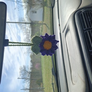 Sunflower Charm Crochet Pattern, Crochet Sunflower Rear View Mirror Car ...