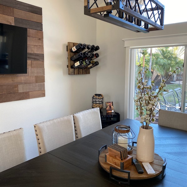 Wood Wine Rack Wall Hanging Distressed Wine Riddling Rack 9, 12, 15, 18 ...