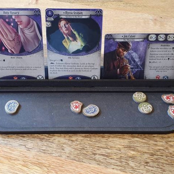 Board Game Card Holder With Tray, Black Tabletop Gaming Card Rail ...