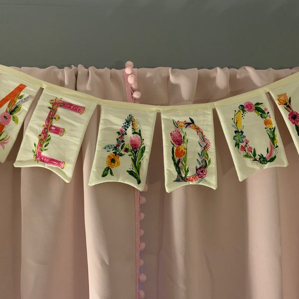 Name Banner, Floral Name Banner, Custom Bunting, Personalized Christmas ...