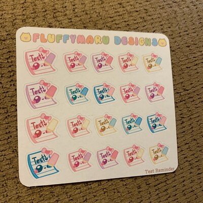 Test Reminder Planner Stickers Cute Stickers for Erin - Etsy