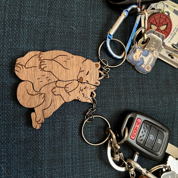 Bear and Cat Couple Keychains - Friendship or Relationship Matching ...