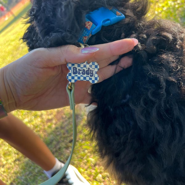 Checker Pet Tag - Customizable Dog ID With Retro Checkerprint Theme ...