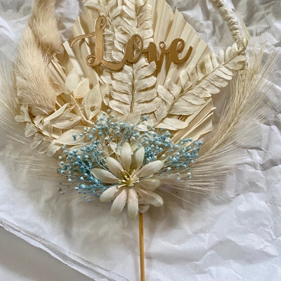 Love Cake Topper/palm/dried Palm Topper/pampas/cake - Etsy