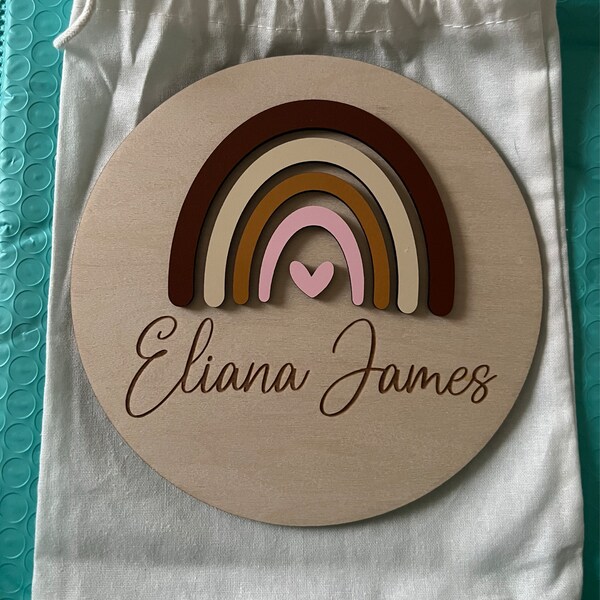 Rainbow Baby Announcement, Wooden Name Sign, Rainbow Sign, Birth ...