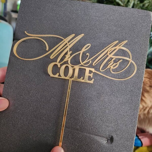 Custom Name Gold Wedding Cake Topper, Personalized Cake Topper, Custom ...