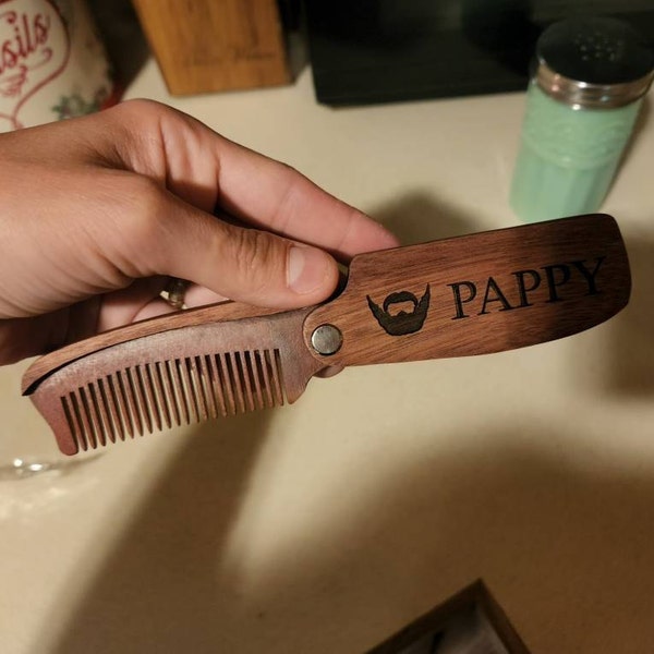 Personalized Folding Wood Comb - Mens Beard, Mustache and Hair, Mens ...