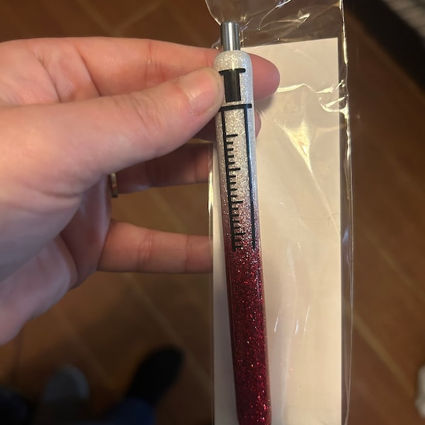 Nurse Syringe Pen Nurse Life Personalized Epoxy Glitter Black Ink Pen ...