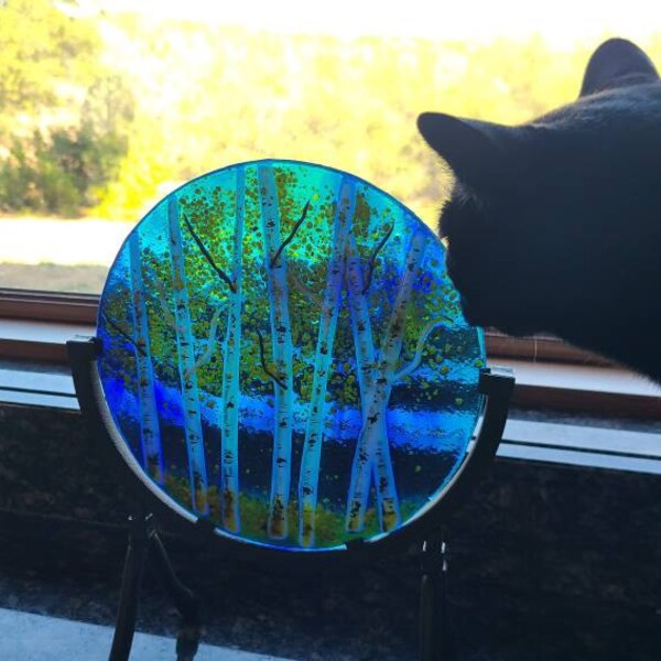 Aspen Grove Round Fused Glass Panel - Etsy
