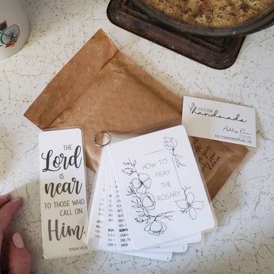 Rosary Guide Catholic Gift Floral, Botanical, Beautiful, Pocket Rosary ...