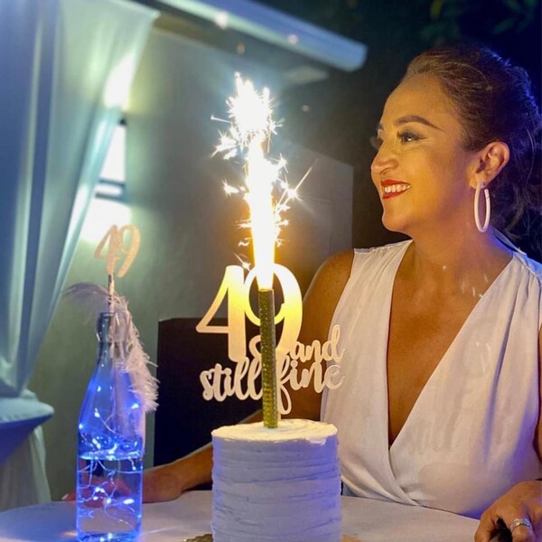 49 and Still Fine, Custom Glitter Cake Topper, 49th Party Decor, Gold ...