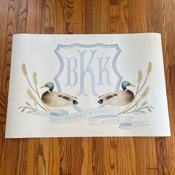 Mallard Duck Wall Art, Duck Wall Art, Monogram Wall Art, Mallard Duck ...