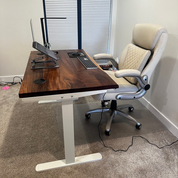 Live Edge Walnut Standing Desk | Sit Stand Desk With Drawer | Walnut ...