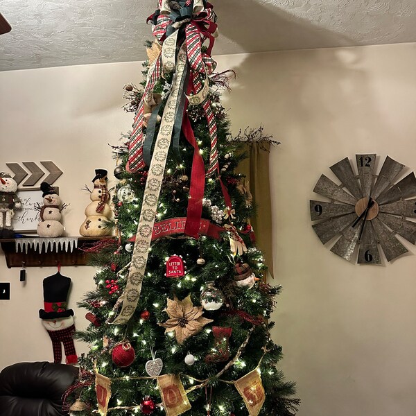 Large Christmas Bow for Tree, Whimsical Christmas Tree Topper ...