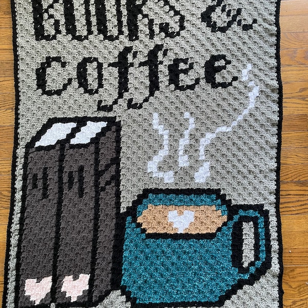 Crochet C2C Blanket Pattern | BOOKS & Coffee Lapghan | PDF Instant ...