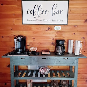 Coffee Sign Coffee Bar Brewed Fresh Daily Self Serve Sign Wood Sign ...
