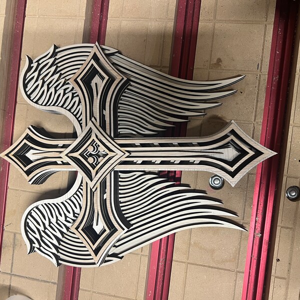 3d Winged Cross Svg, Dxf Laser Cut File, Laser Cut Template, Cross With ...