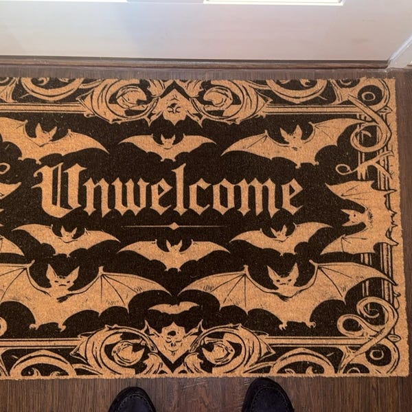 Unwelcome Bat Coir Doormat, Halloween Decor - Etsy