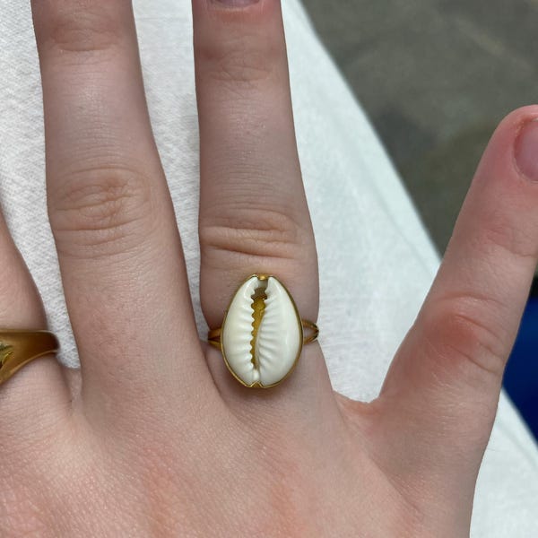 Cowrie Ring Gold Ring Shell Ring Gold Cowrie Shell Ring 24K Gold Plate ...
