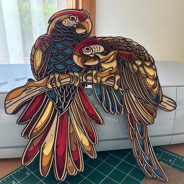 Parrot Multilayer SVG, Parrot 3D Mandala SVG Files, Multilayer Panel ...