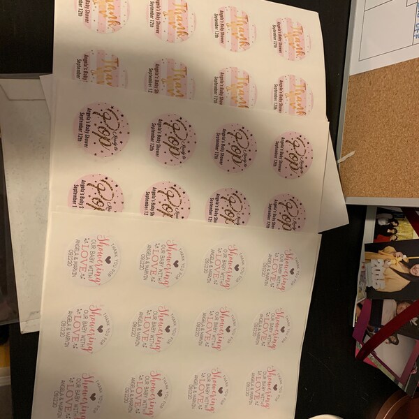 Oh Baby Pink Personalized Round Baby Shower Sticker Labels Thank You ...