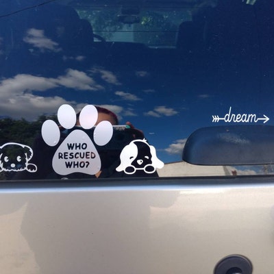 Who Rescued Who Decal,rescue Dog Car Decal Cat Decal Paw Print Animal ...