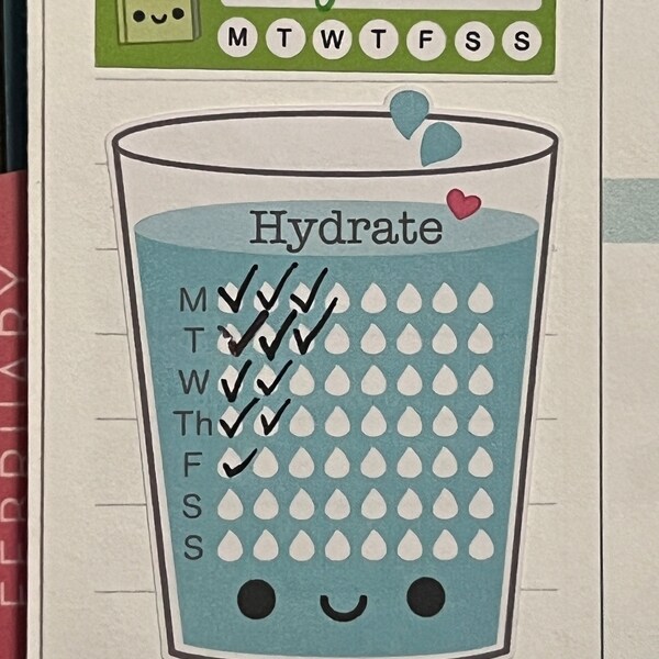 Happy Water Glass Weekly Hydrate Tracker Reminder Stickers Erin Condren ...